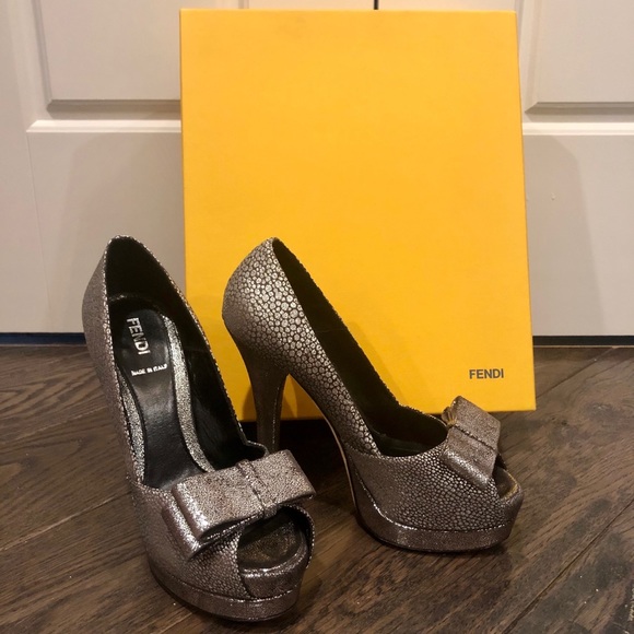 Fendi | Shoes | Fendi Glittering Peep Toe Evening Shoes | Poshmark